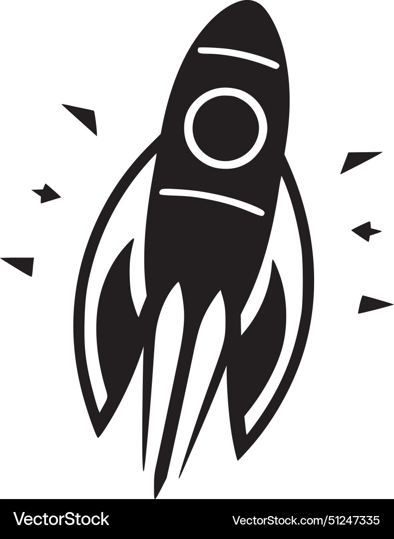 Rocket - black and white isolated icon Royalty Free Vector