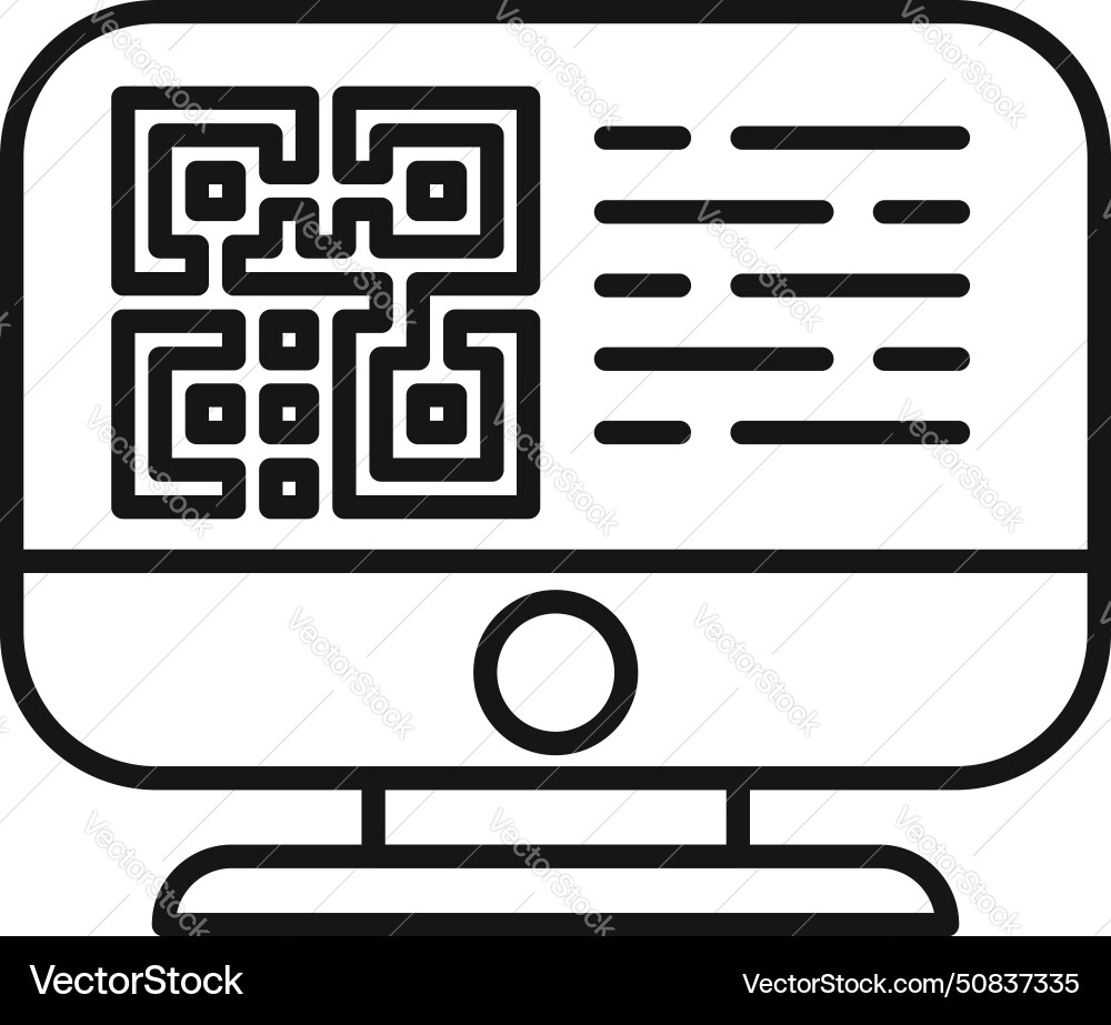 Scan Qr Code Icon Outline Access Computer Vector Image