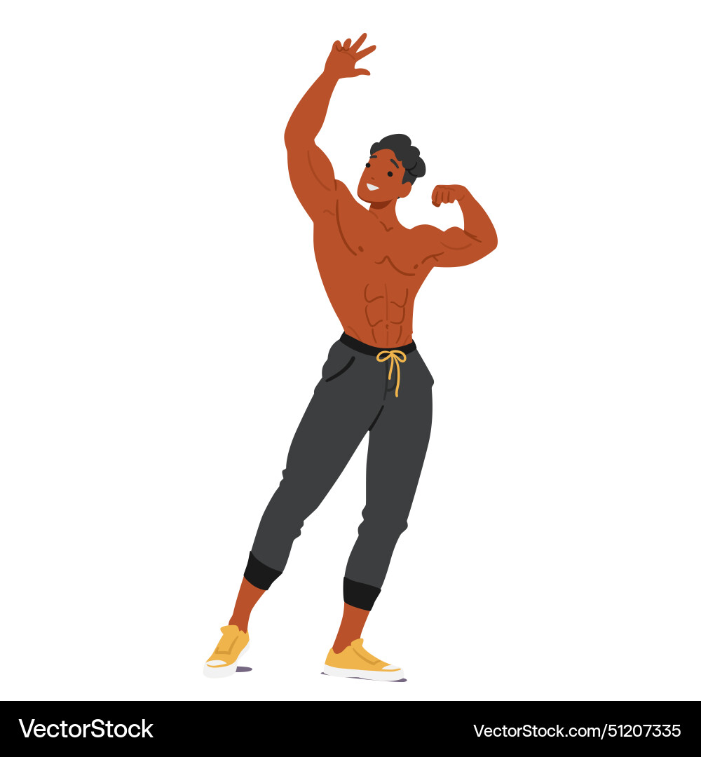 Shirtless bodybuilder athlete character display Vector Image