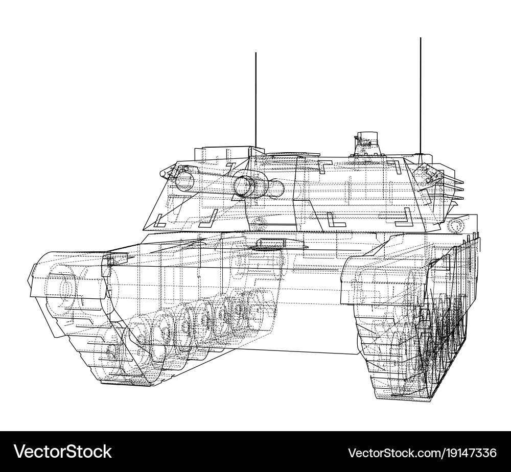 Blueprint of realistic tank Royalty Free Vector Image