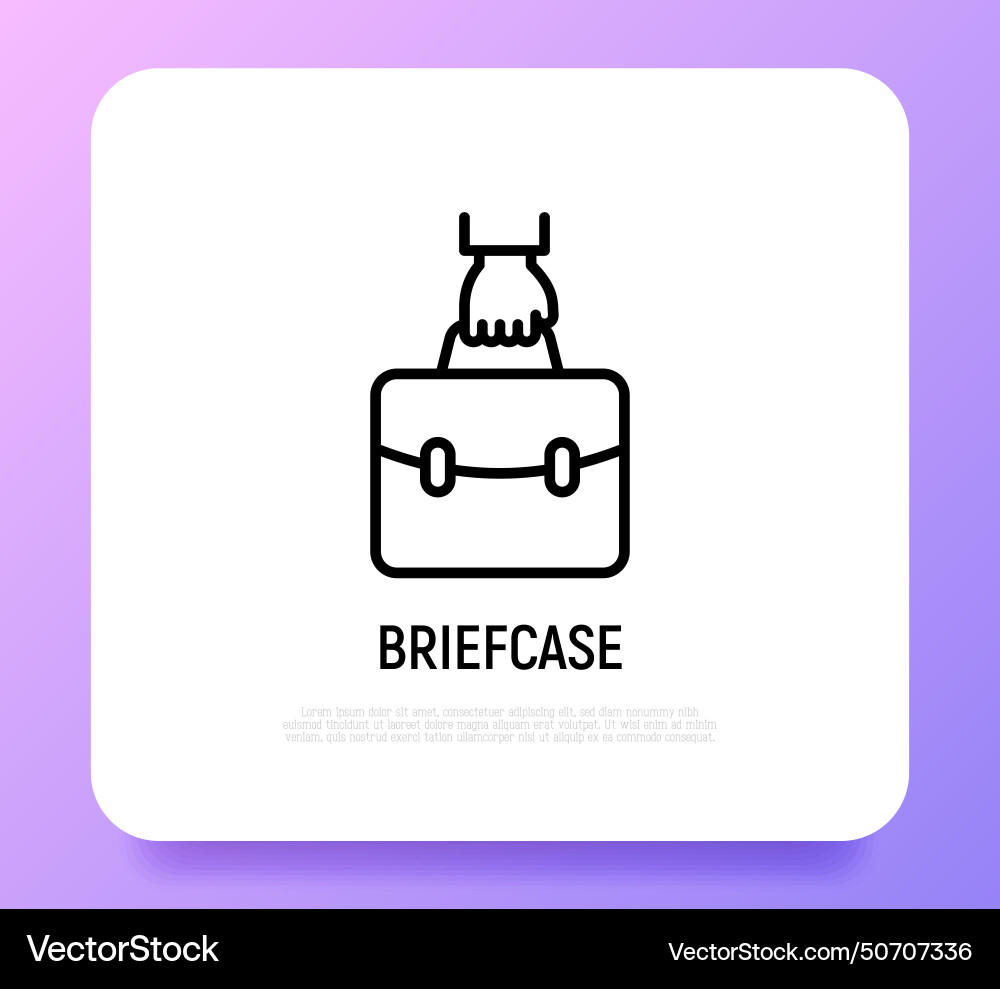 Briefcase in hand thin line icon symbol Royalty Free Vector