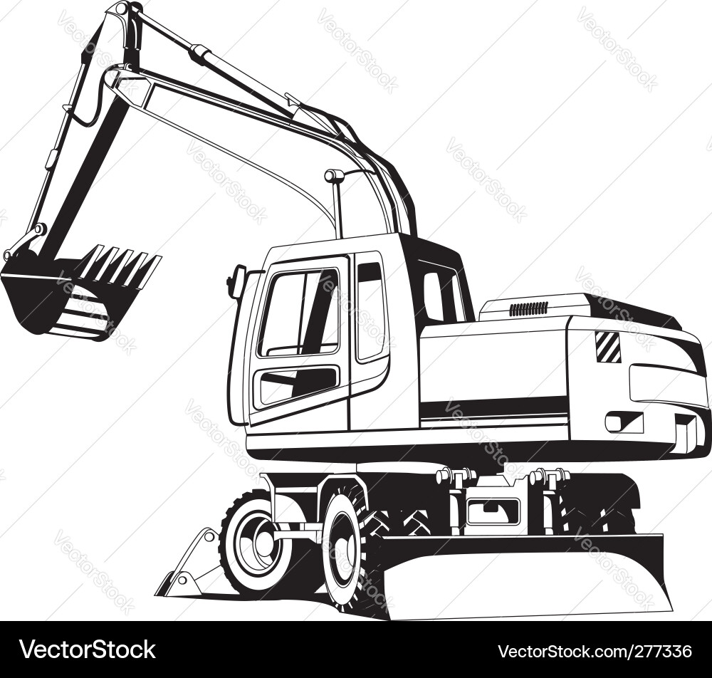 Excavator outline Royalty Free Vector Image - VectorStock