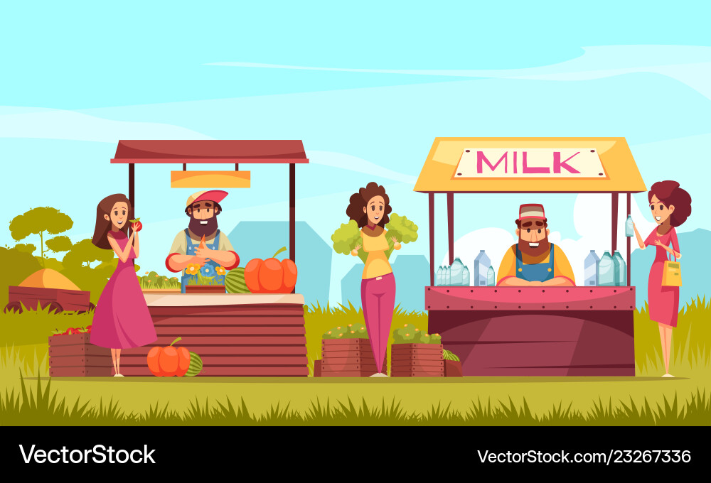 Farm market cartoon Royalty Free Vector Image - VectorStock