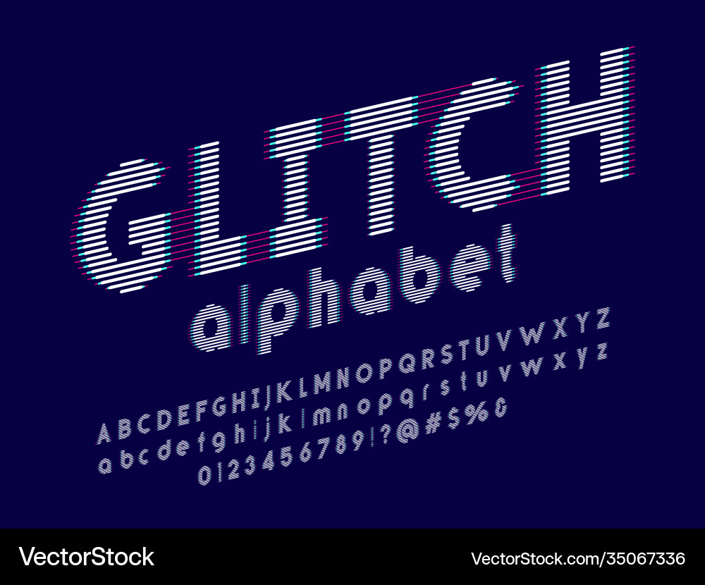 Glitch font Royalty Free Vector Image - VectorStock