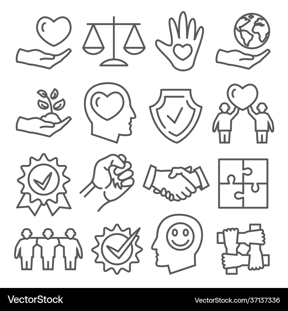 Honesty and integrity line icons on white Vector Image