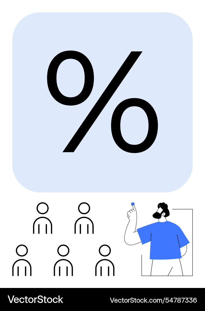 Large percent symbol with simplified customer Vector Image
