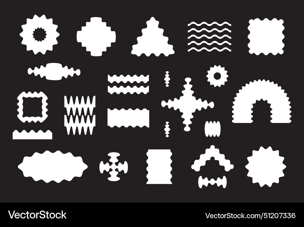 Modern abstract wavy flat blank white icons set Vector Image