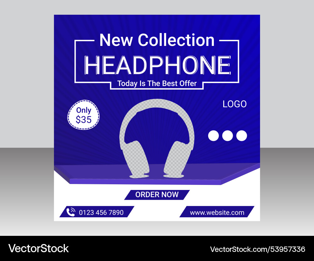 Modern headphone banner design for new collection Vector Image