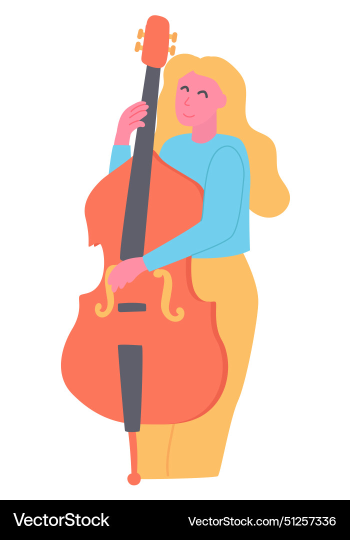 Musician playing double bass in flat design Vector Image