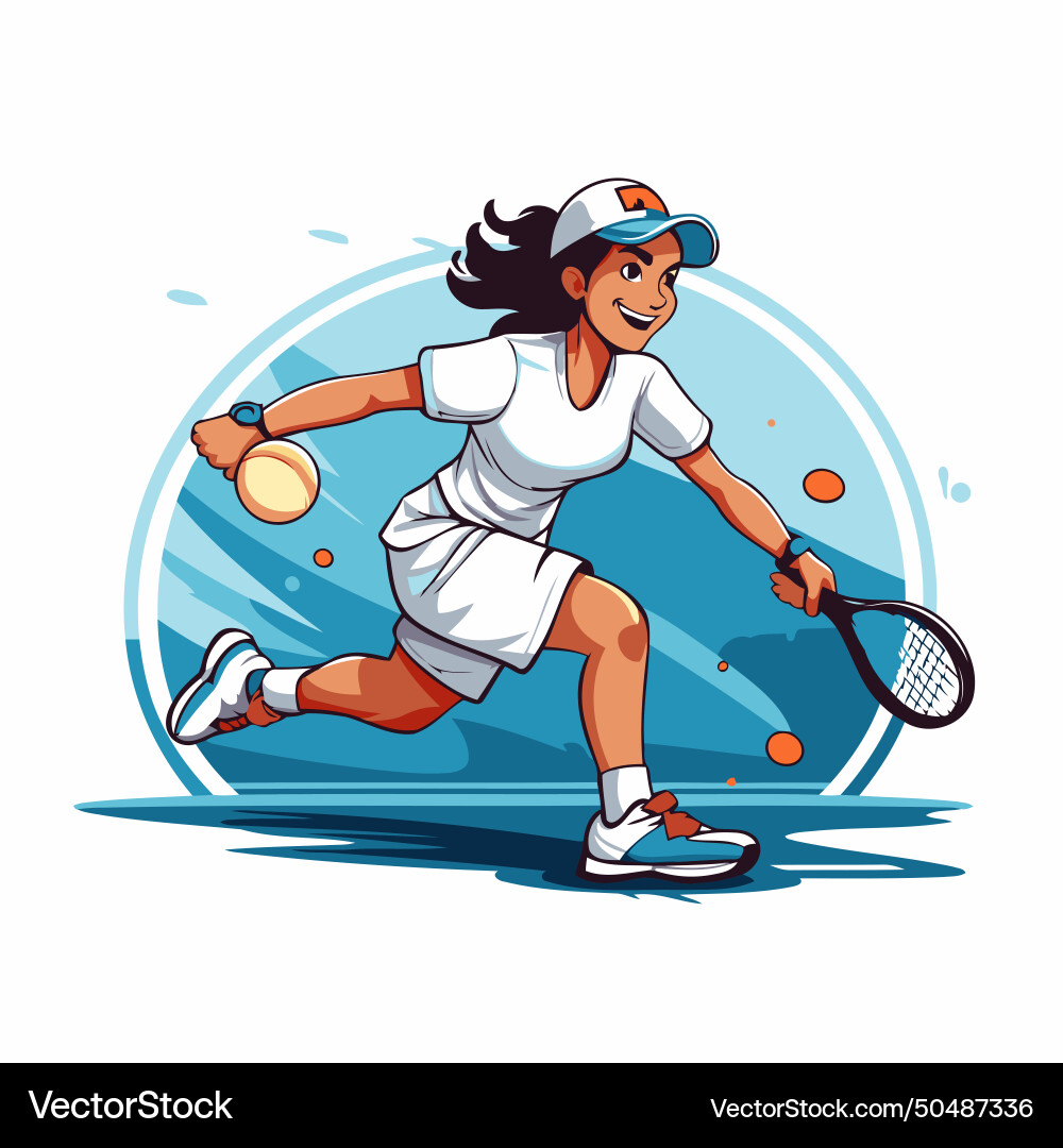 Tennis player with racket and ball Royalty Free Vector Image