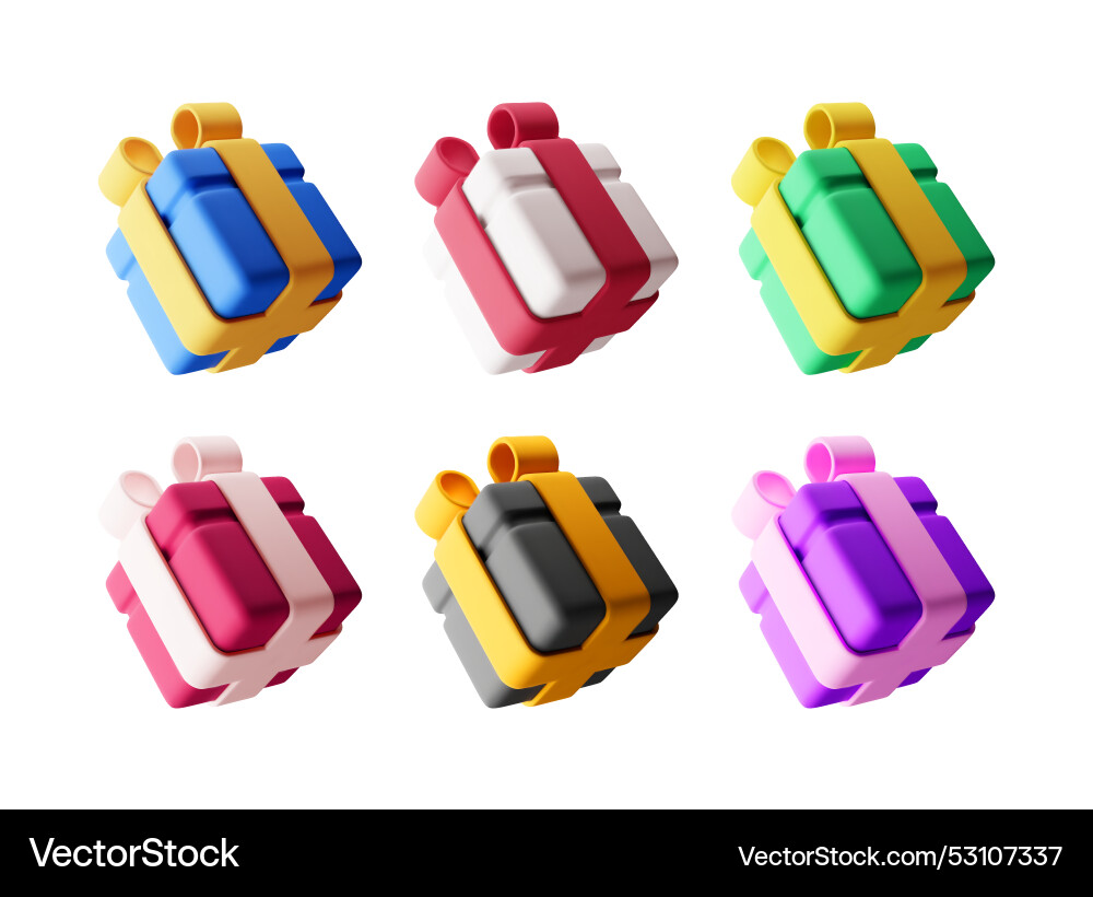 3d gift box set isolated Royalty Free Vector Image