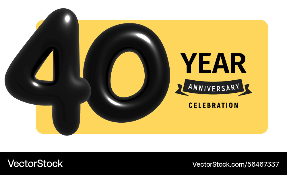 40 year anniversary celebration with bold glossy Vector Image