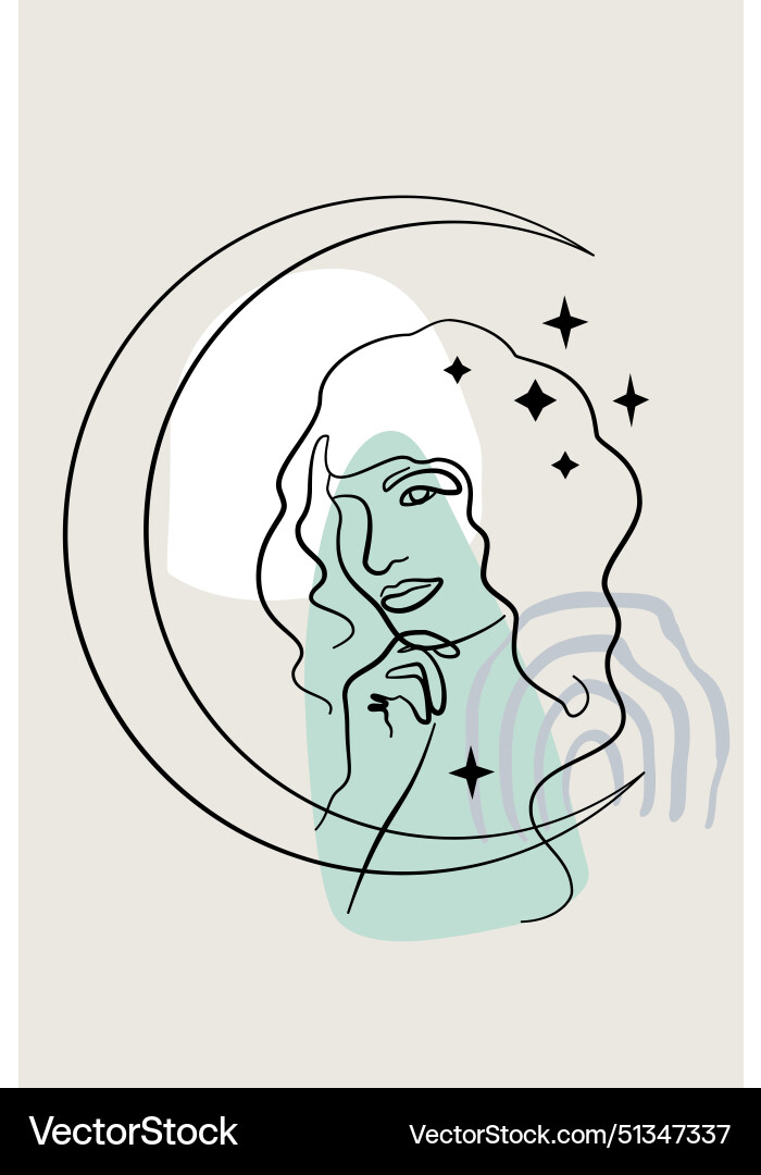 Card or poster with one single line drawing Vector Image