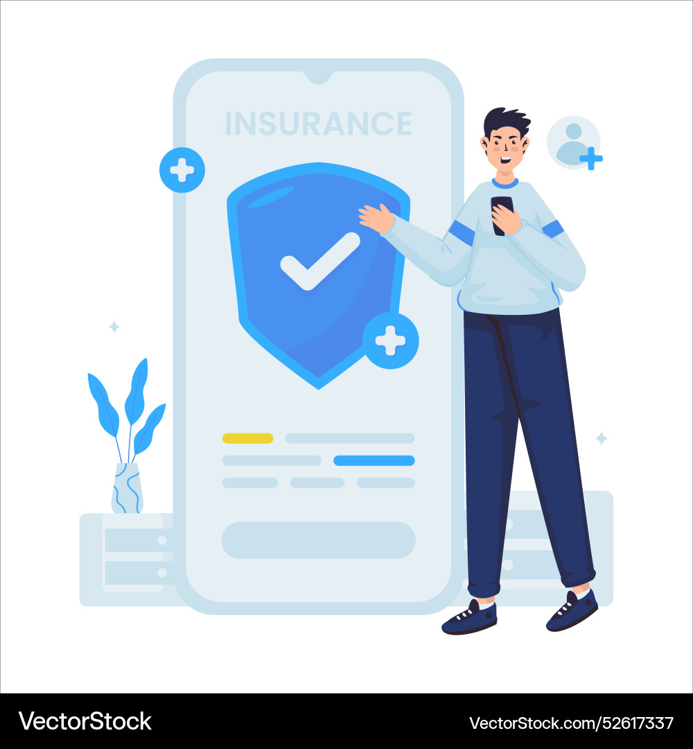 Digital insurance mobile application Royalty Free Vector