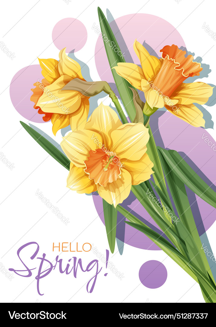 Greeting card template with spring flowers banner Vector Image