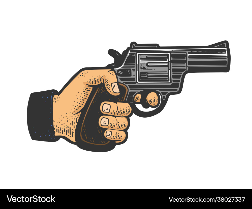 Hand with gun pistol sketch Royalty Free Vector Image