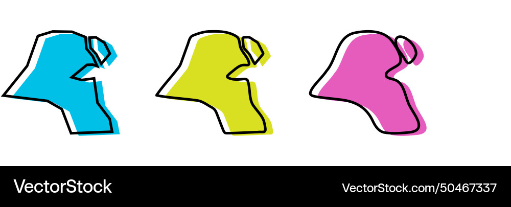 Kuwait country map in three levels Royalty Free Vector Image