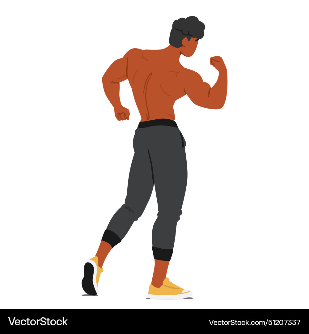 Muscular bodybuilder male character from the back Vector Image