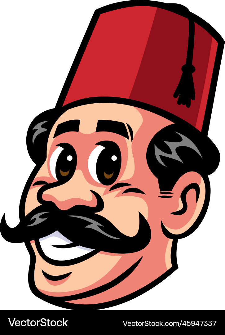 Turkish man wearing fez logo cartoon design Vector Image
