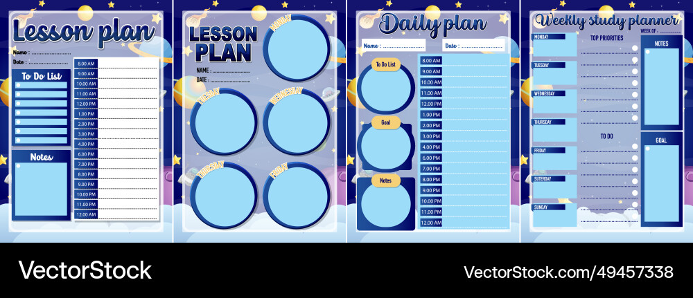 Children study plan schedule organized Royalty Free Vector