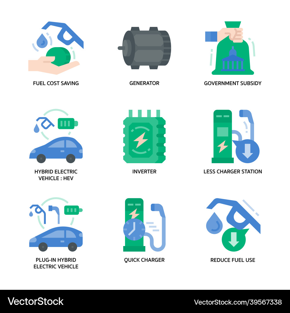 Electric vehicle icon set Royalty Free Vector Image