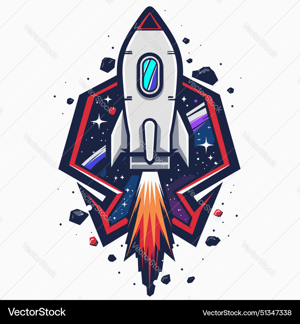Esport logo rocket in space icon sticker logotype Vector Image