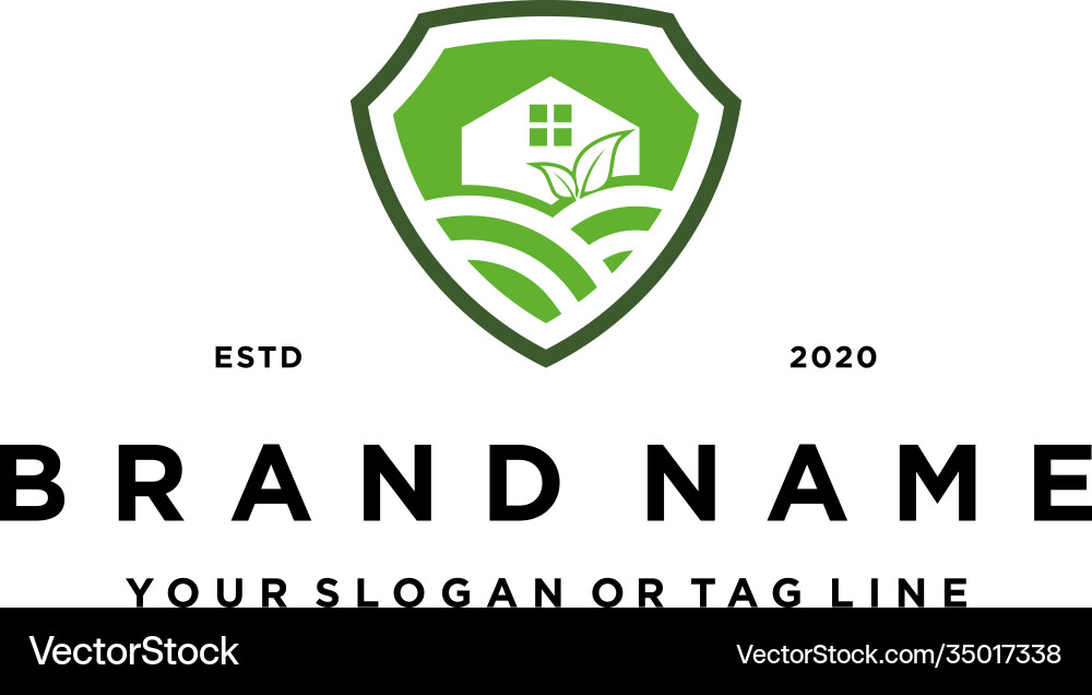 Farm shield logo design concept Royalty Free Vector Image