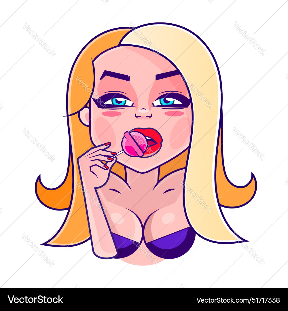 Pop Art Pin Up Of A Young Sexy Punk Girl Sucks Vector Image