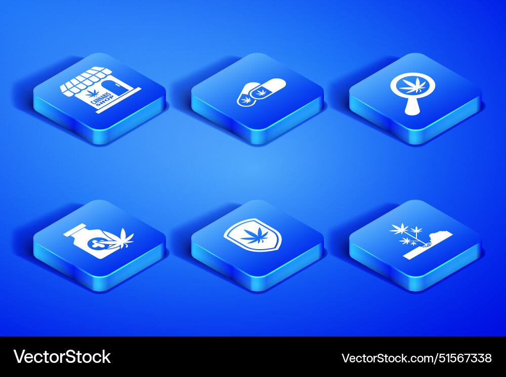 Set planting marijuana and cannabis Royalty Free Vector