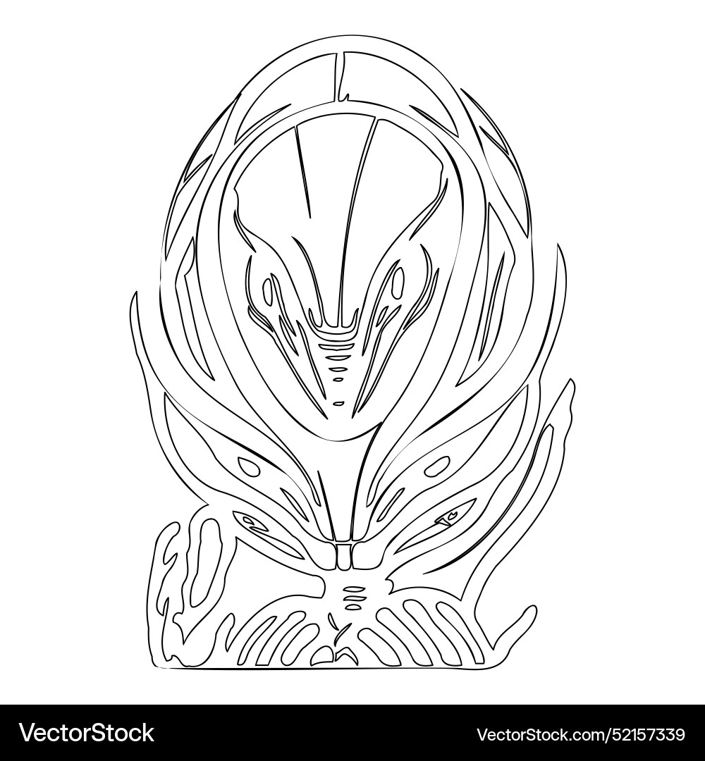 Alien outline sketch Royalty Free Vector Image