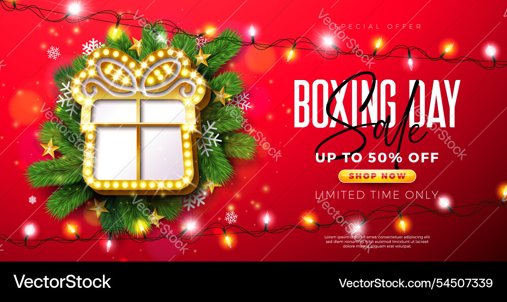 Boxing day sale design with light bulb billboard Vector Image