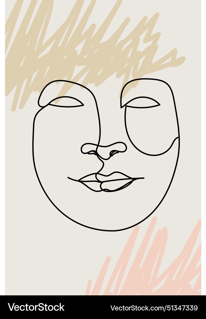 Card or poster with one single line drawing Vector Image