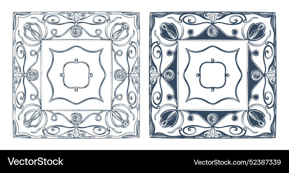 Frames in the old style retro hand-drawn Vector Image