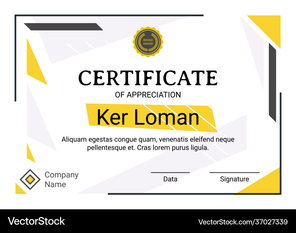 Minimalist diploma with seal corporate logo Vector Image