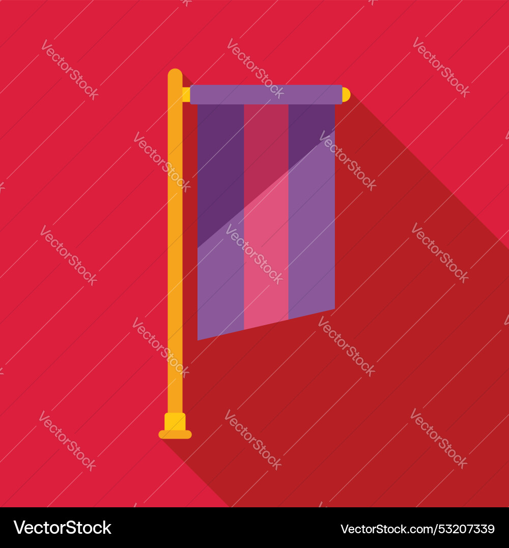 Purple vertical banner flag hanging on flagpole Vector Image