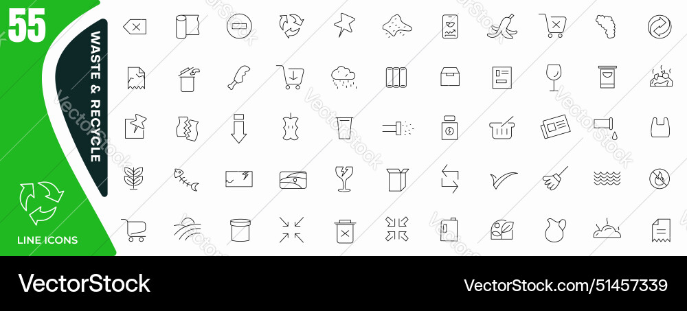 Waste and recycle line icon set trash separation Vector Image