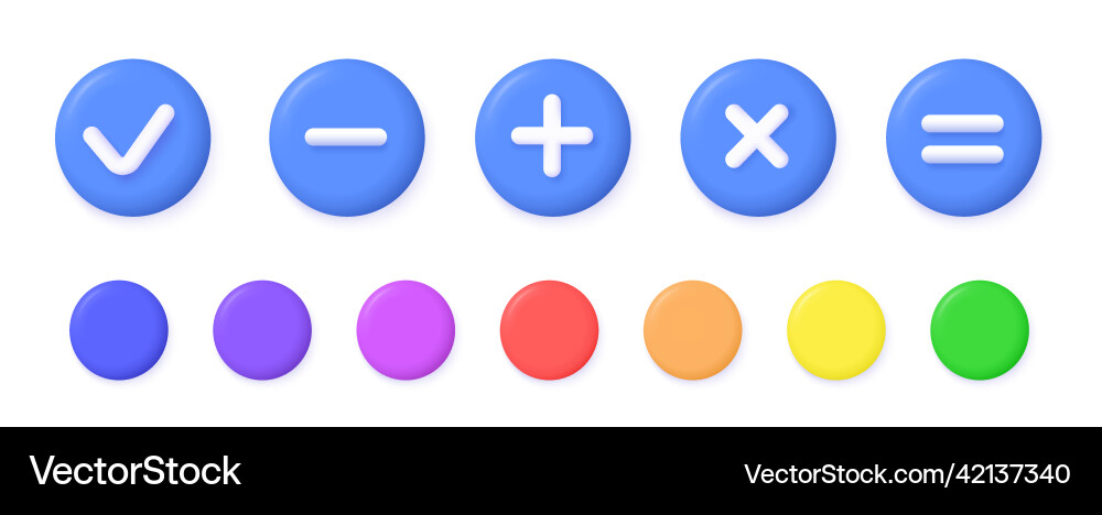 3d plus minus multiply equal check mark Royalty Free Vector
