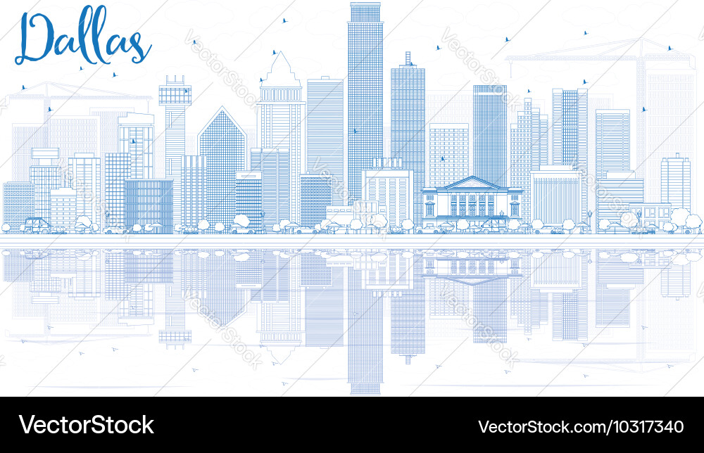 Dallas Skyline Outline Royalty Free Vector Image
