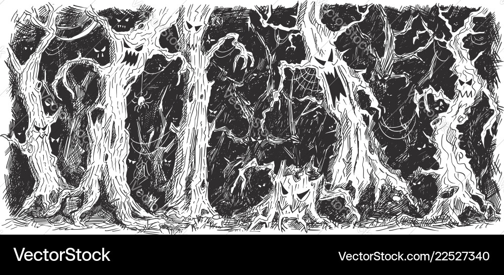 Dark Magic Forest Horror Drawing Royalty Free Vector Image
