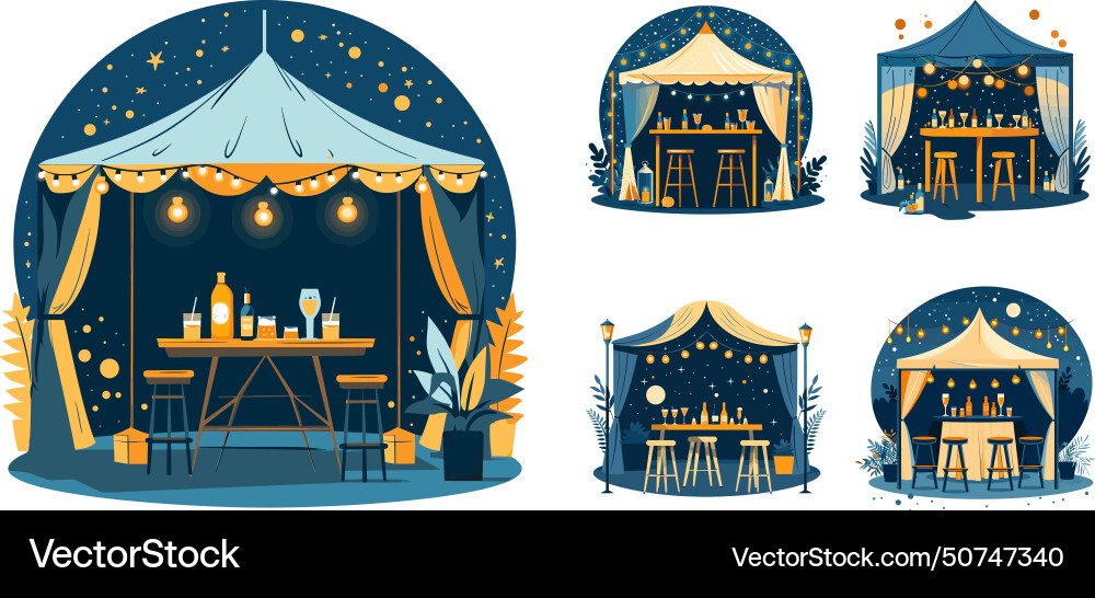 Event parties tents cartoon concepts set Vector Image
