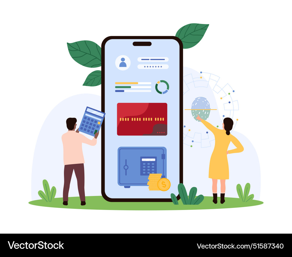 Fingerprint verification and access to bank Vector Image
