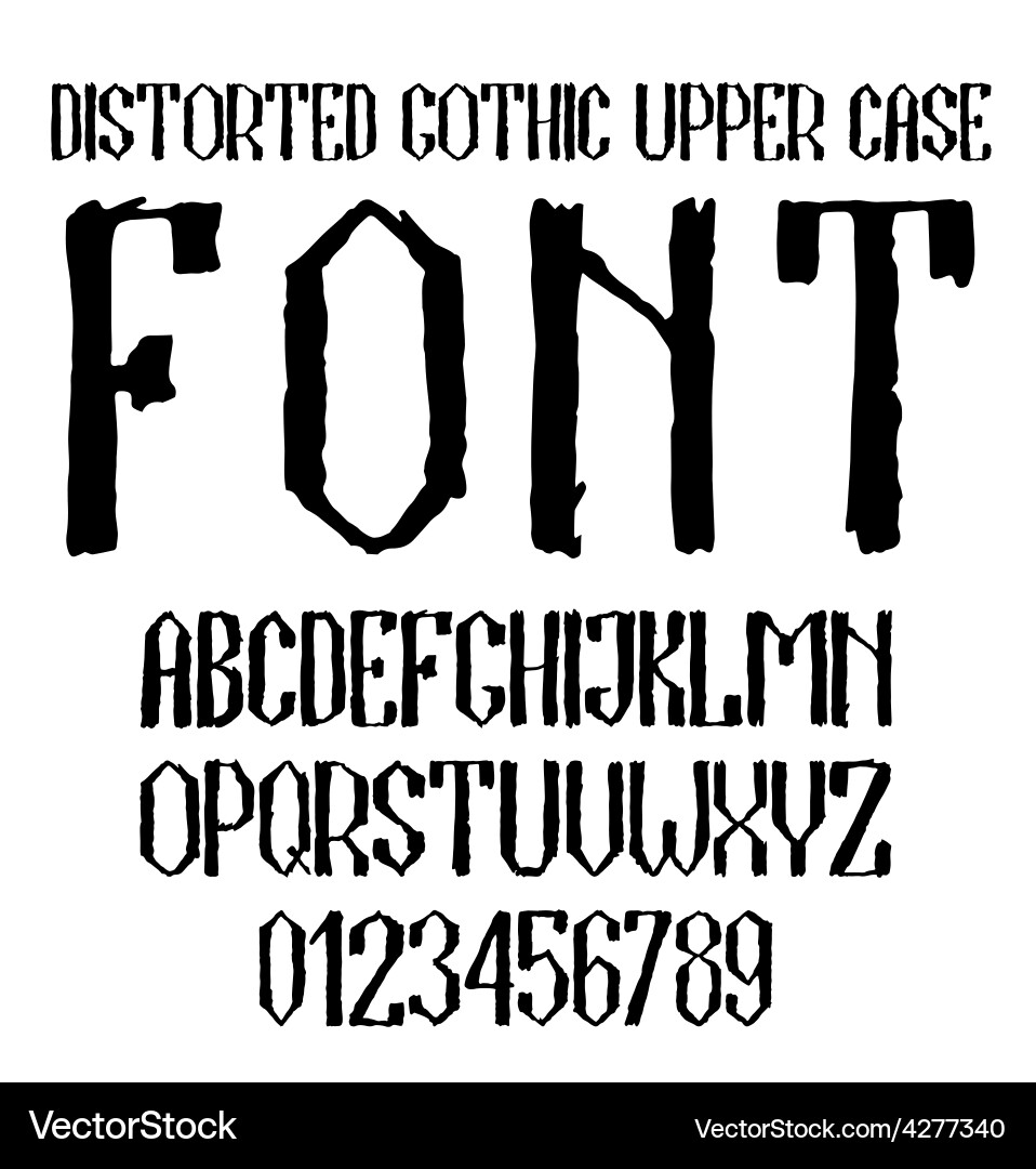 Handwritten black distorted gothic upper case Vector Image