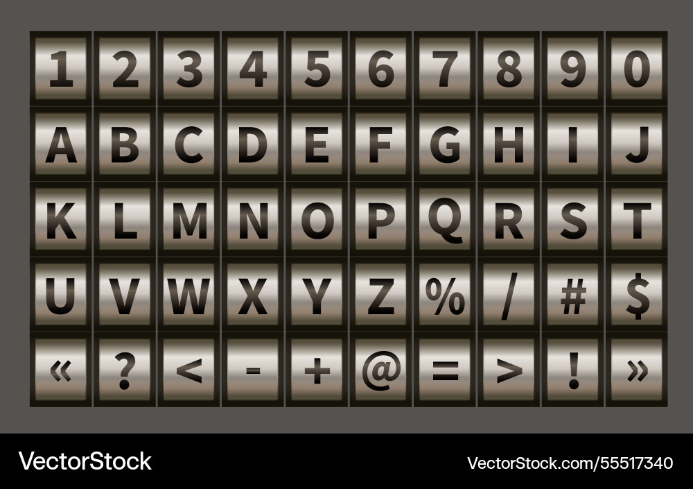 Letter wheel font code padlock symbols with Vector Image