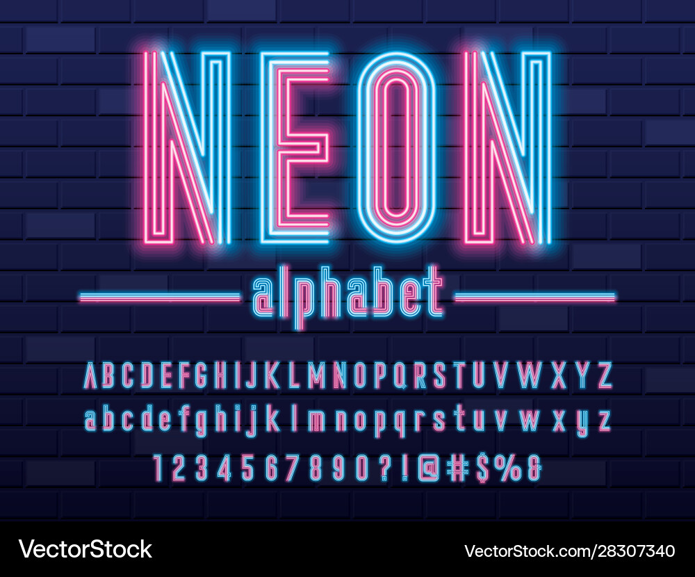 Neon font Royalty Free Vector Image - VectorStock