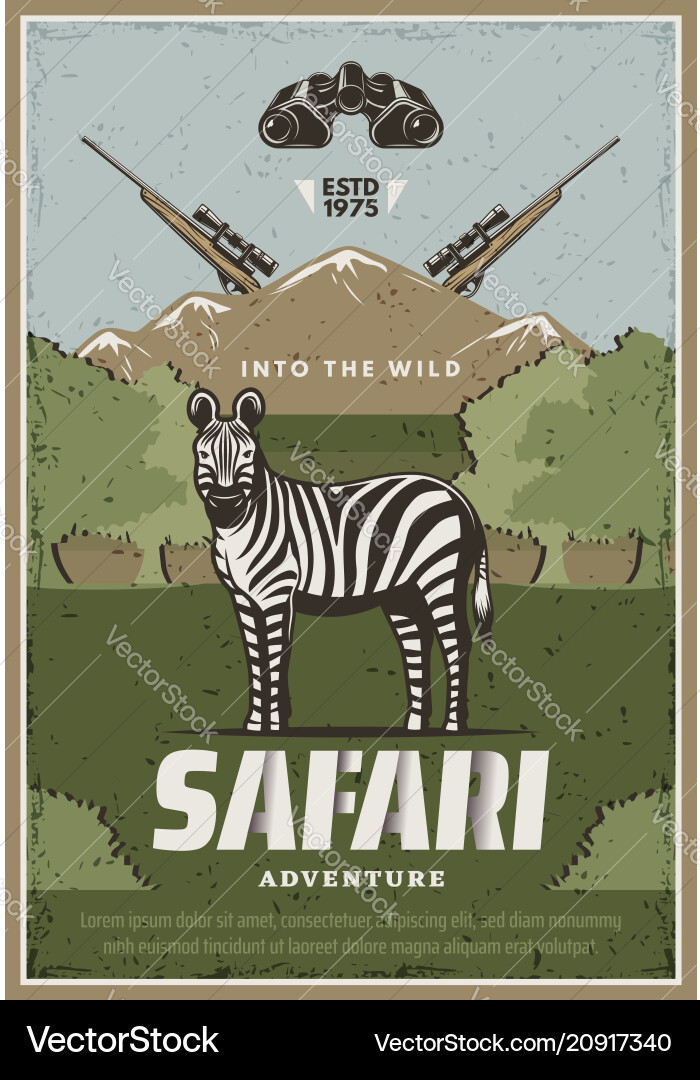 Safari adventure poster Royalty Free Vector Image