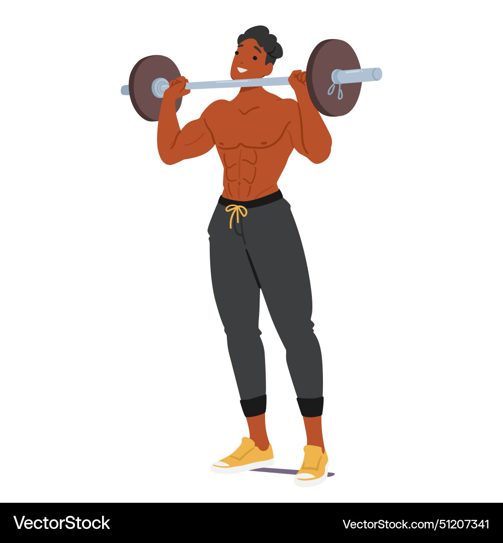 Bodybuilder confidently lifting a barbell his – Royalty-Free Vector ...