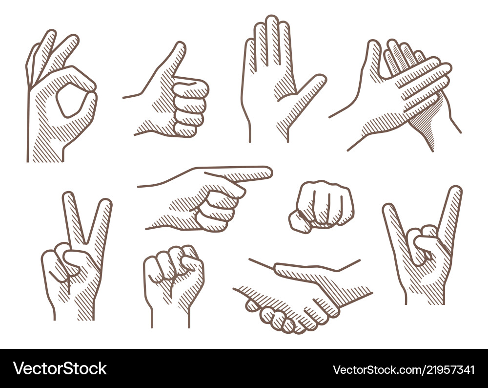 Drawing hand sign Royalty Free Vector Image - VectorStock