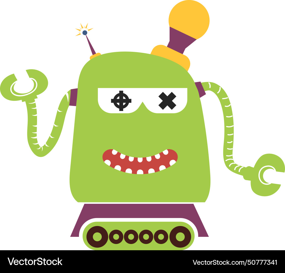 Green robot monster funny kid game character Vector Image