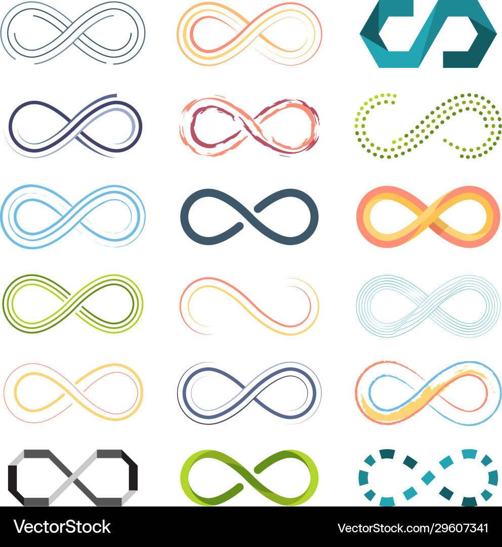 Infinity colored symbols abstract shapes Vector Image
