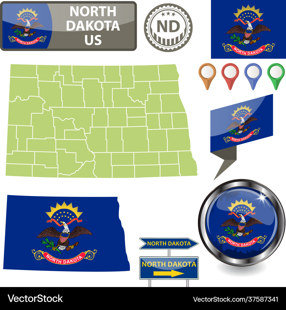 Map north dakota us Royalty Free Vector Image - VectorStock